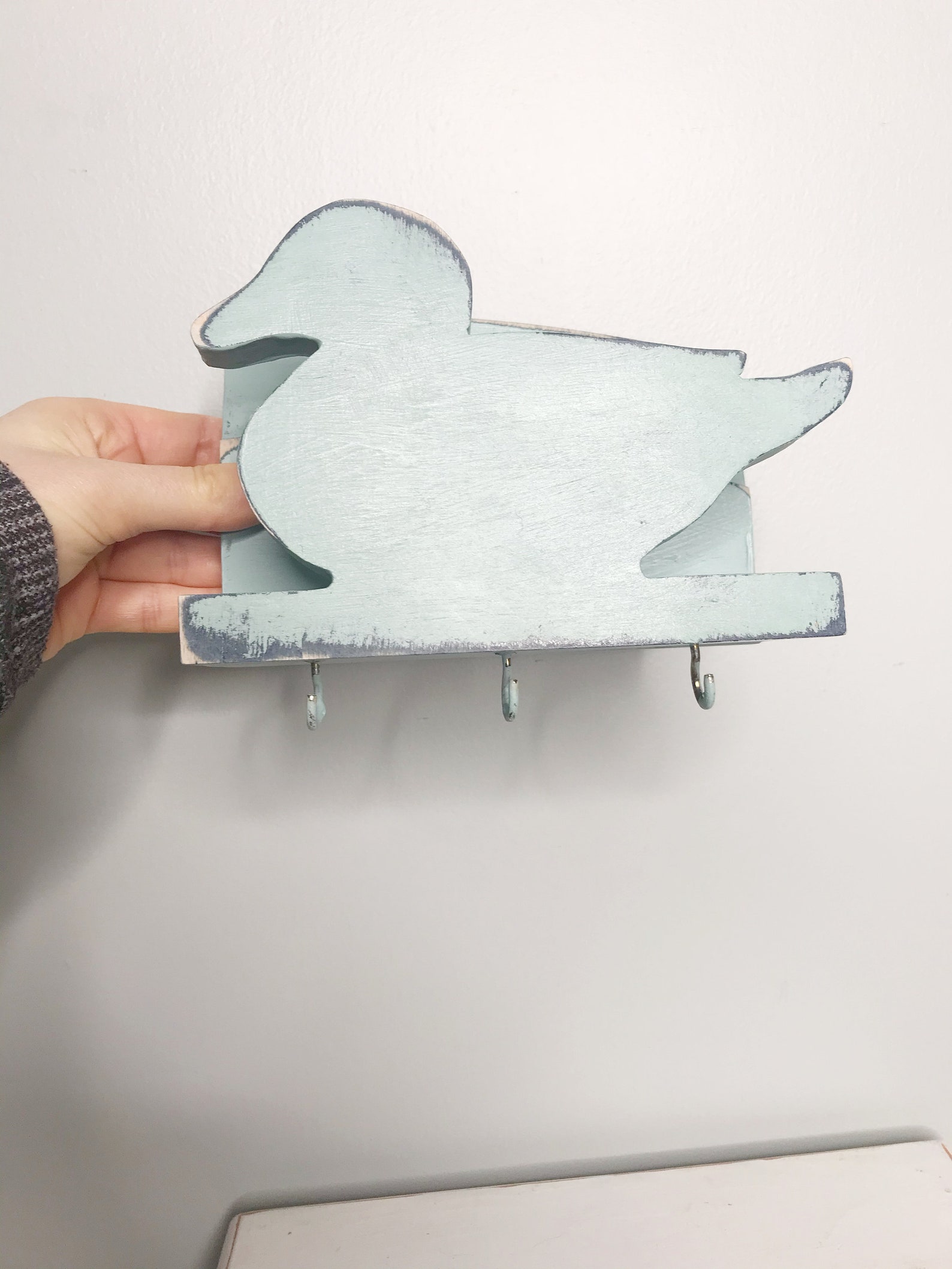 Wooden Duck Key Holder Mail and Key Holder Wall Key Hanger | Etsy