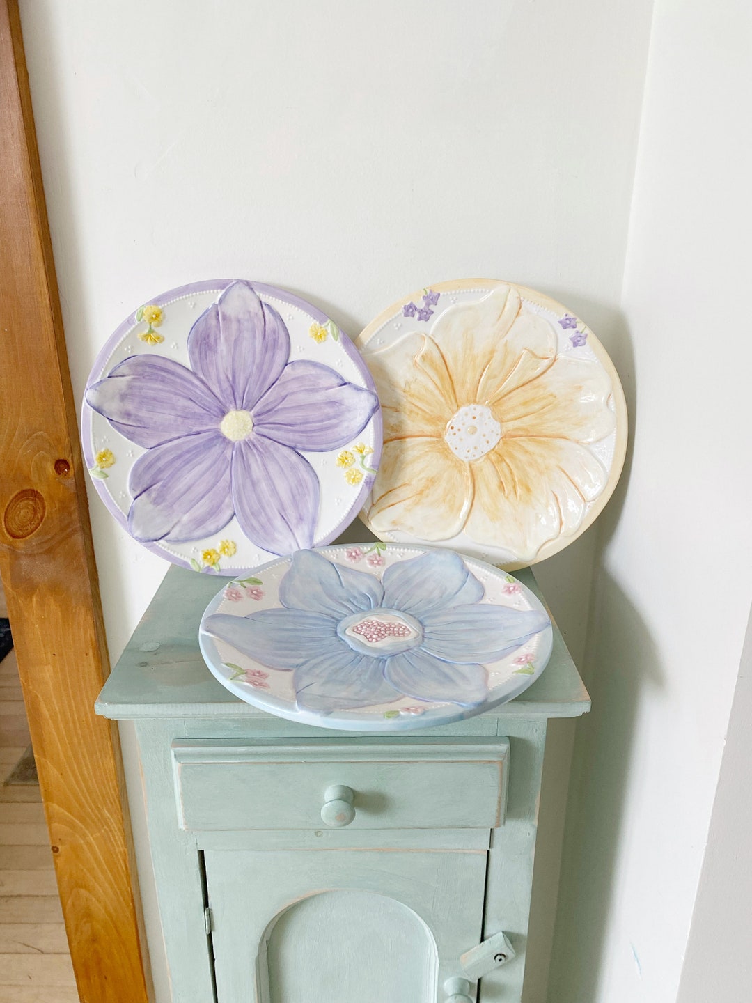 Bella Casa by Ganz Colorful Flower Dinner Plates, Unique Floral Easter ...
