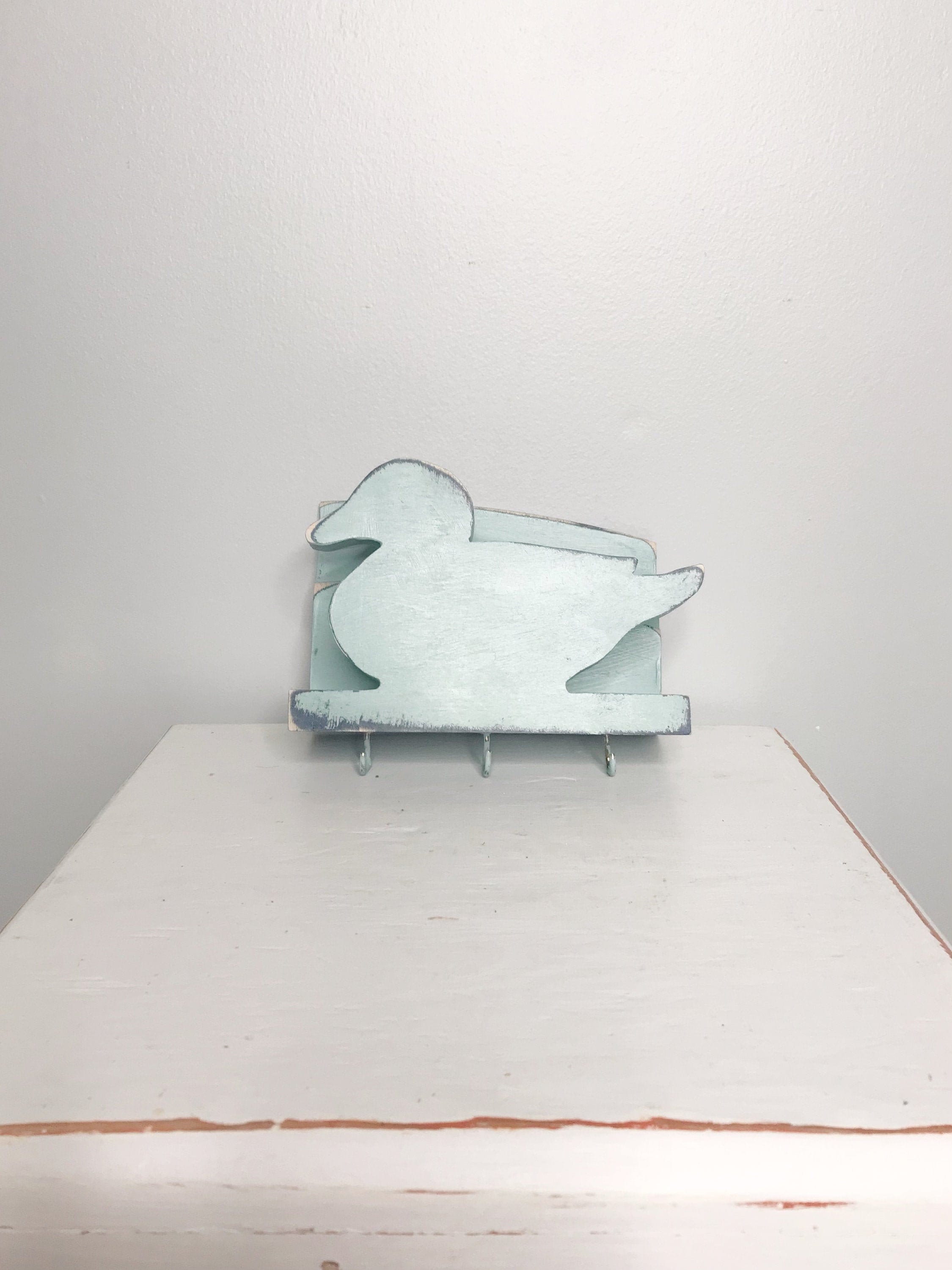 Wooden Duck Key Holder Mail and Key Holder Wall Key Hanger | Etsy