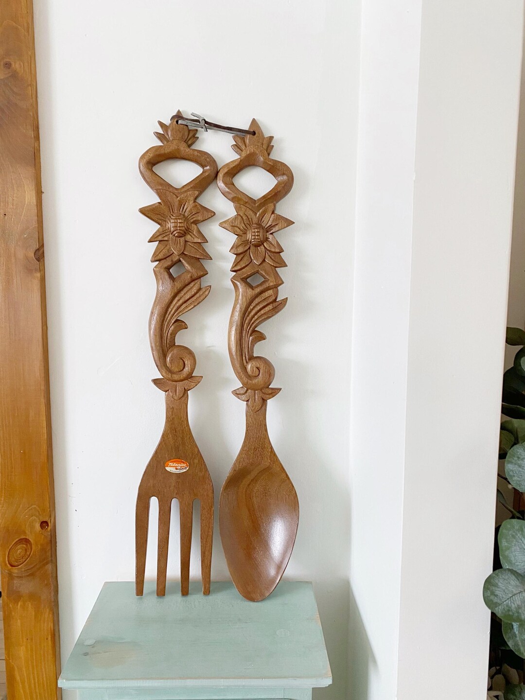 Giant Spoon and Fork, Wooden Decorative Utensils, Farmhouse Decor - Etsy