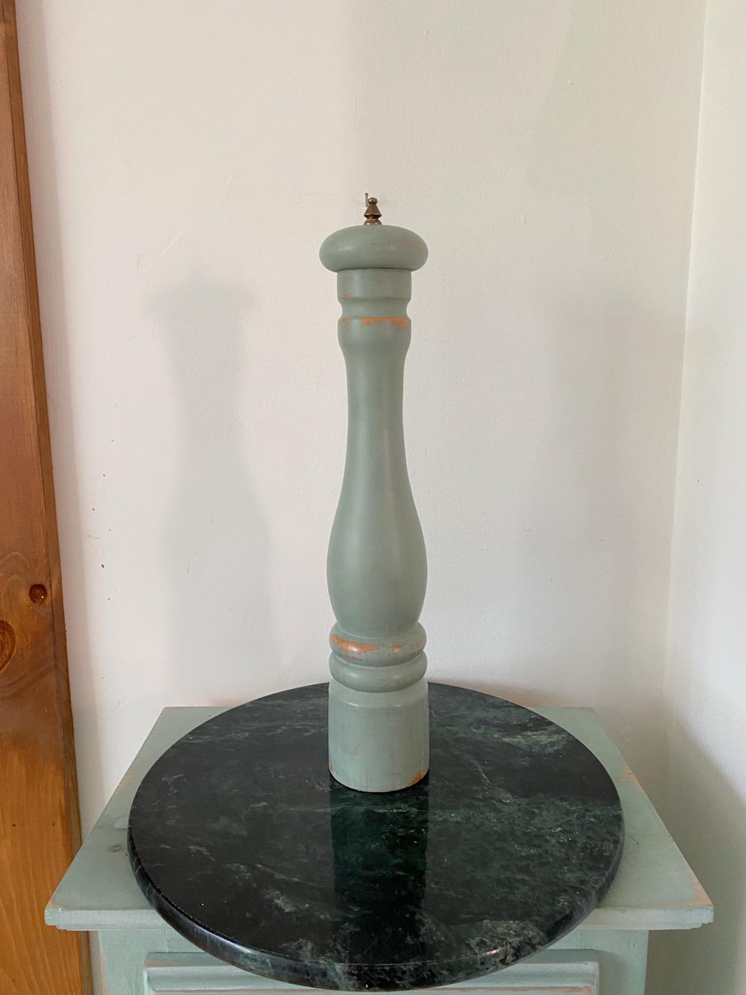 Tall Wooden Pepper Grinder, Italian Green Painted Pepper Mill - Etsy