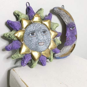 Mexican Pottery Sun and Moon, Handmade Wall Hanging Pottery, Sun and ...
