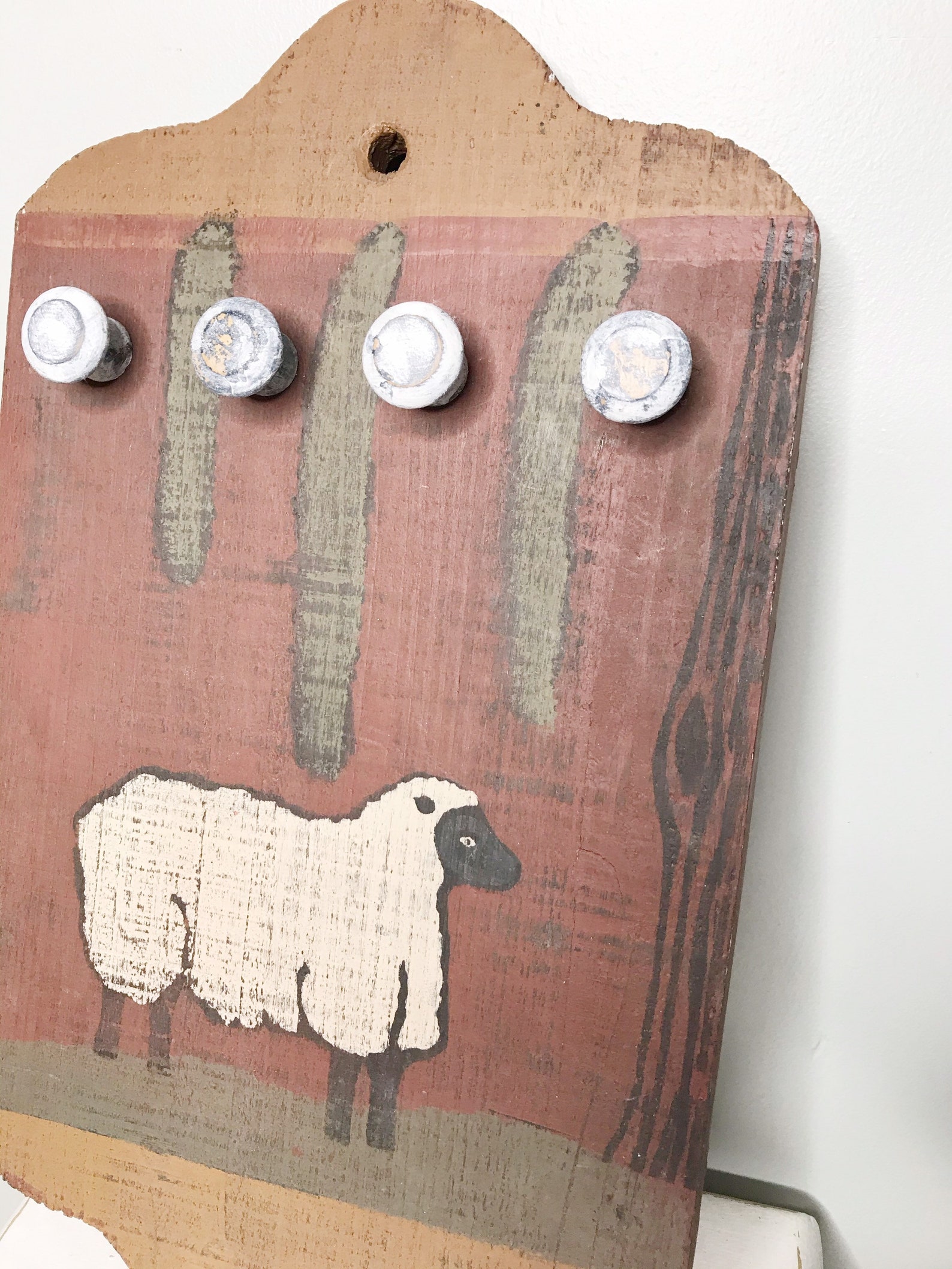 Wooden Sheep Wall Hanging Hooks Hand Painted Sheep - Etsy