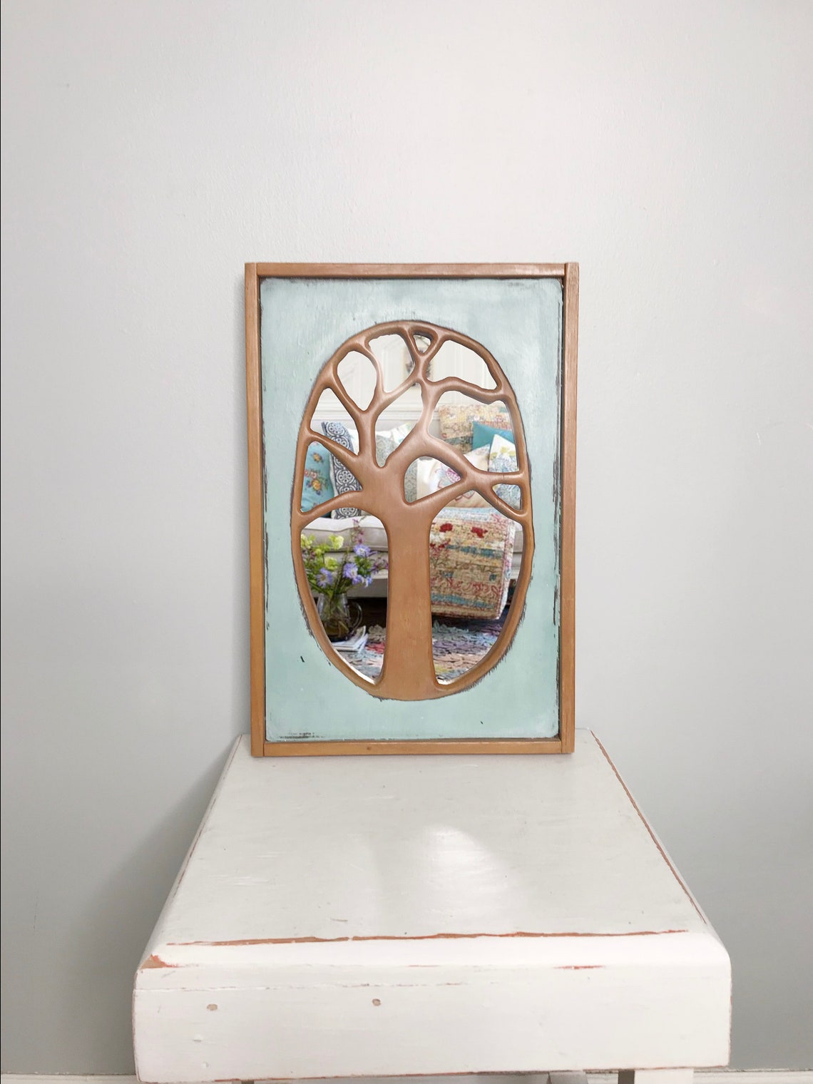 Wooden Tree Mirror Hand Painted and Hand Carved Mirror - Etsy Canada