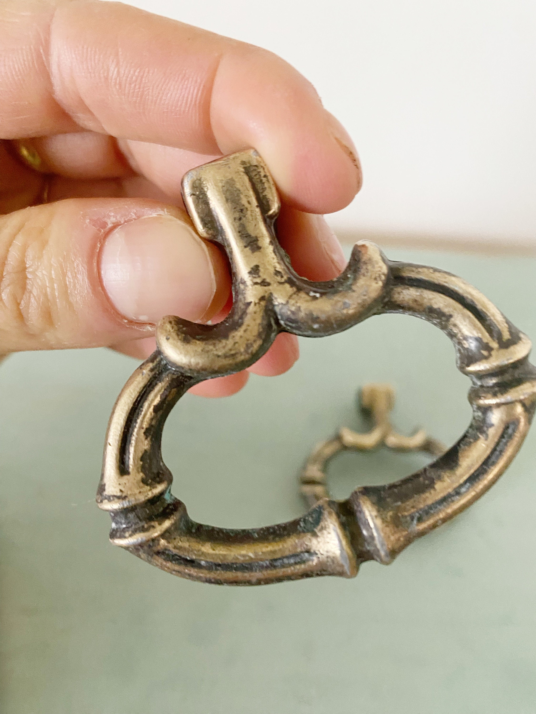Vintage Ring Pulls Made From Brass, Pulls for Dresser in Faux Bamboo Style - Etsy
