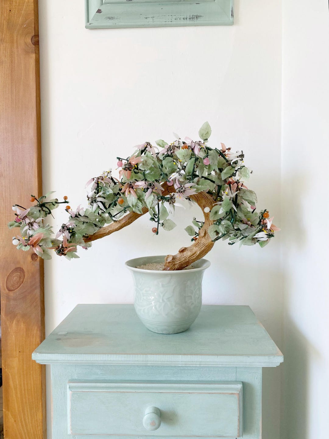 Bonsai Jade Flowers Tree, Vintage Glass Bonsai Tree for Home Decor - Etsy