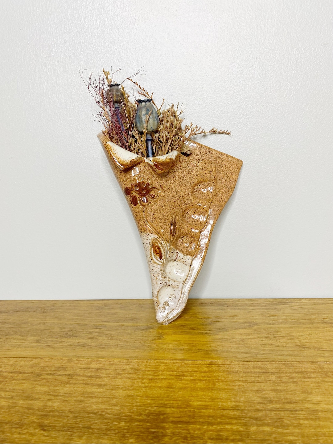 Vintage Clay Pocket Planter, Wall Pocket for Flowers - Etsy