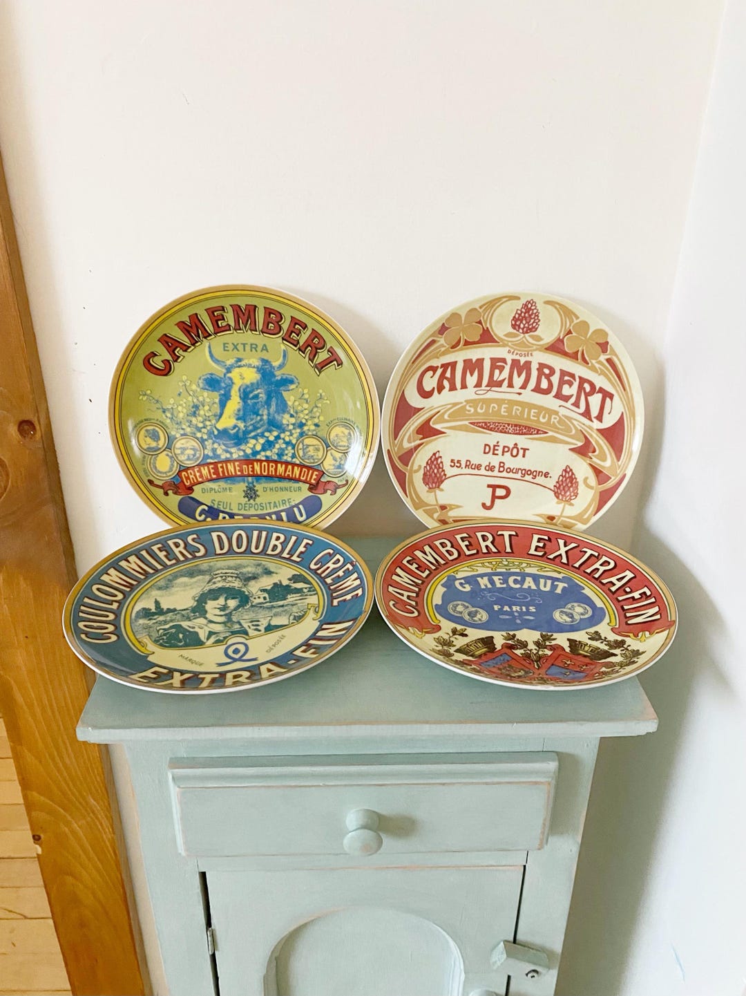 Set of 4 Camembert 8" Cheese Plates Dishes, French Farmhouse Cheese ...