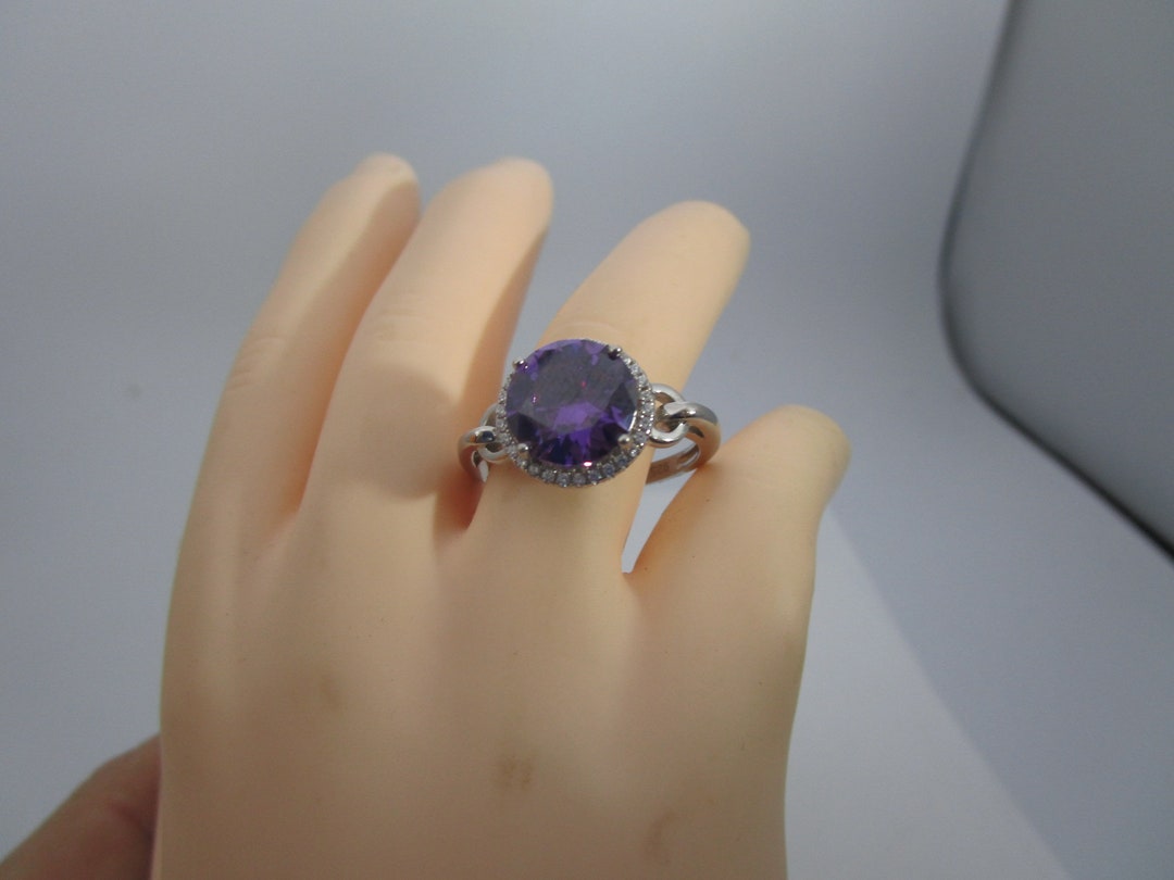 Gorgeous Sterling Silver Fancy Ring With Large Amethyst Center Stone ...