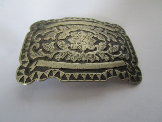 Antique Engraved Native American Western Nickel Silve… - Gem