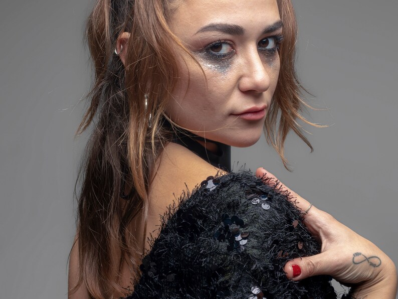 Fringed Sequin Kimono, Black Sequin Duster, Plus Size Jacket, Burning ...