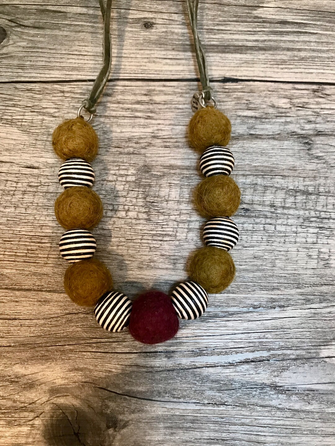 Artisan Hand Felted Merino Wool Bead Necklace With Suede Cord and ...