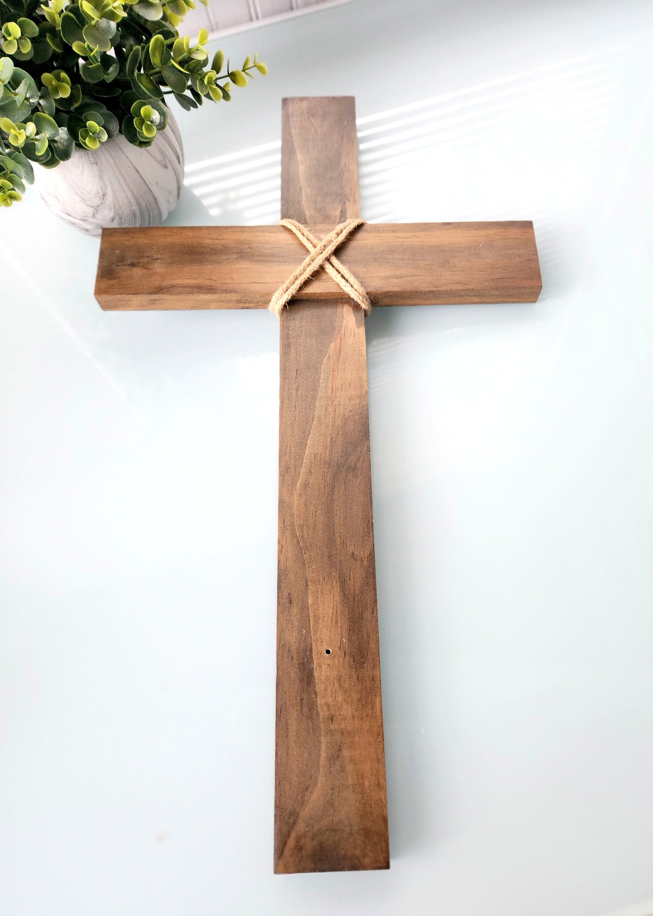 Handmade Wood Cross W/ Twine Rope, Easter Cross, Church Home Chapel ...