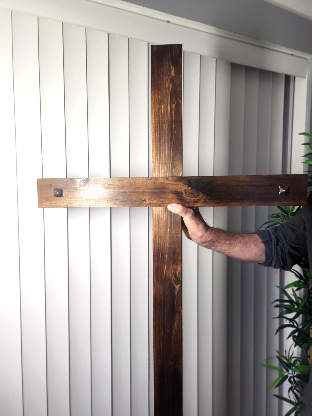 Rustic Wood Cross With Iron Nails: Sacramental Wall Decor - Etsy