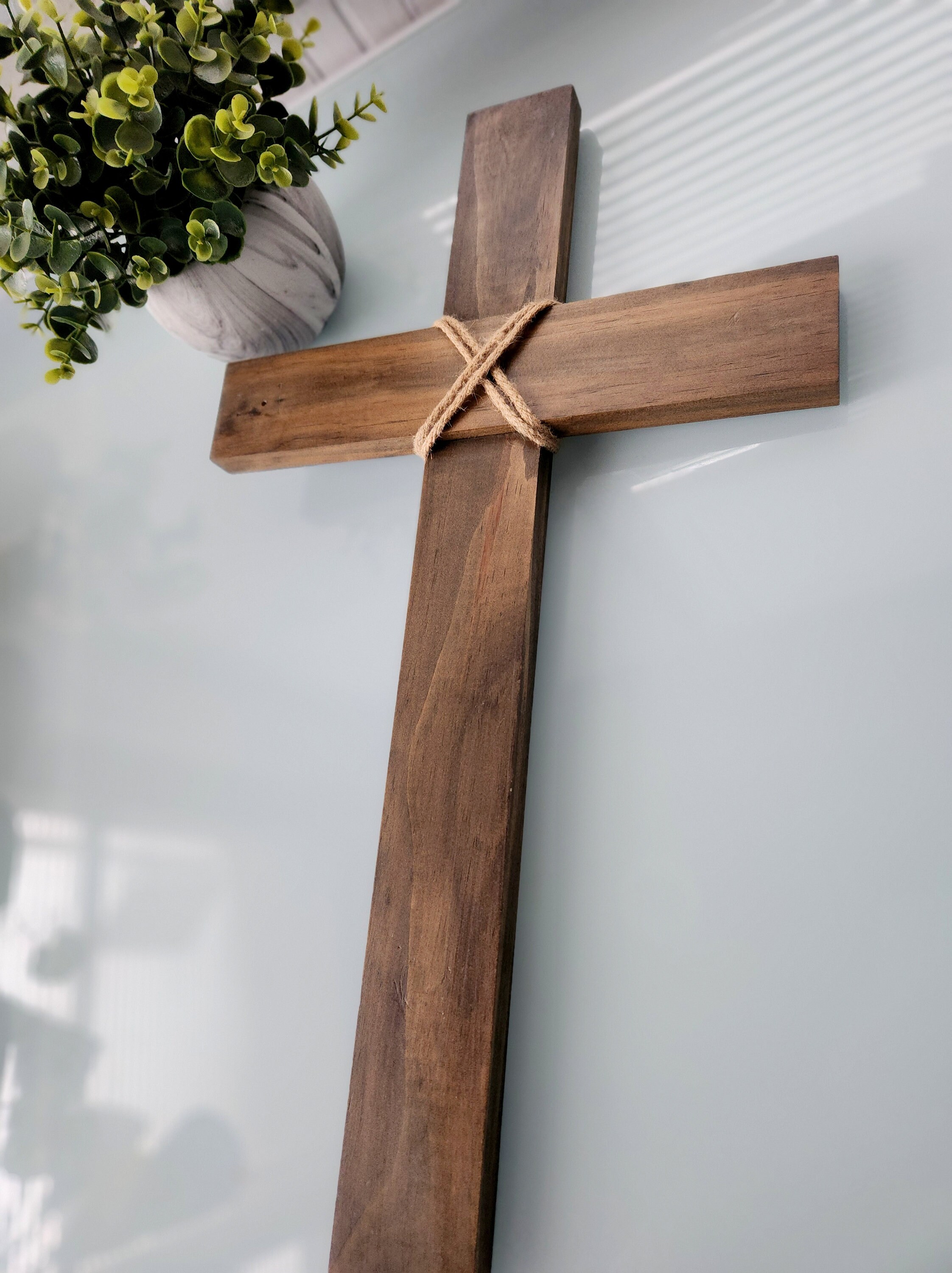 Handmade Wood Cross W/ Twine Rope, Easter Cross, Church Home Chapel ...