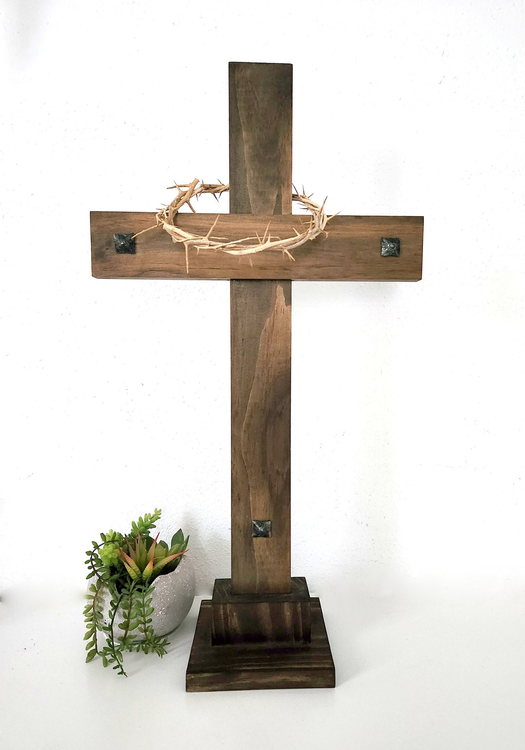 Large Wooden Cross on Base W/ Nails, Easter Cross, Church Home Chapel ...
