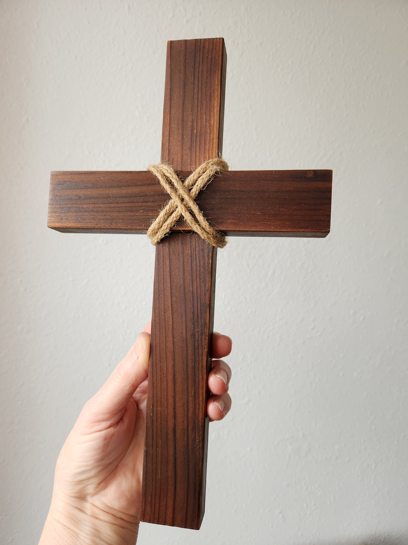 Handmade Wood Cross W/ Twine Rope, Easter Cross, Church Home Chapel ...