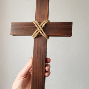 Handmade Wood Cross W/ Twine Rope, Easter Cross, Church Home Chapel ...