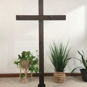 Large Wood Cross With Stand: Rustic Wedding, Baptism Decor, Memorial ...