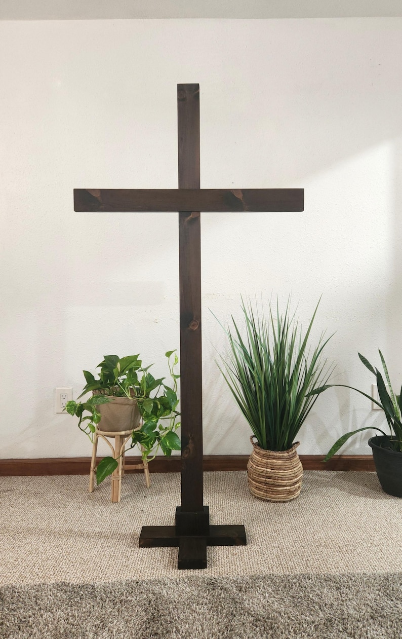 Large Wood Cross With Stand: Rustic Wedding, Baptism Decor, Memorial ...
