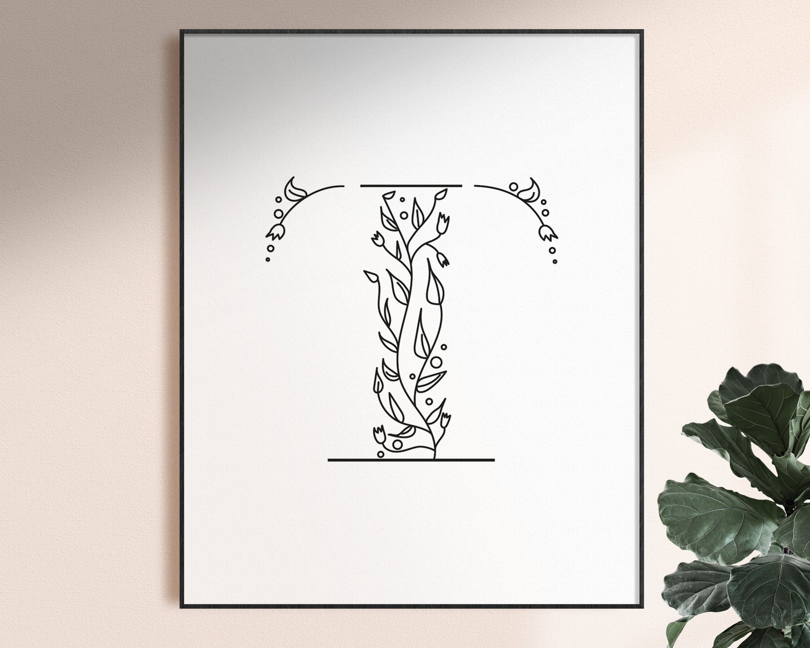 Flower Letter T Monogram Digital Download Printable Wall Art - Etsy