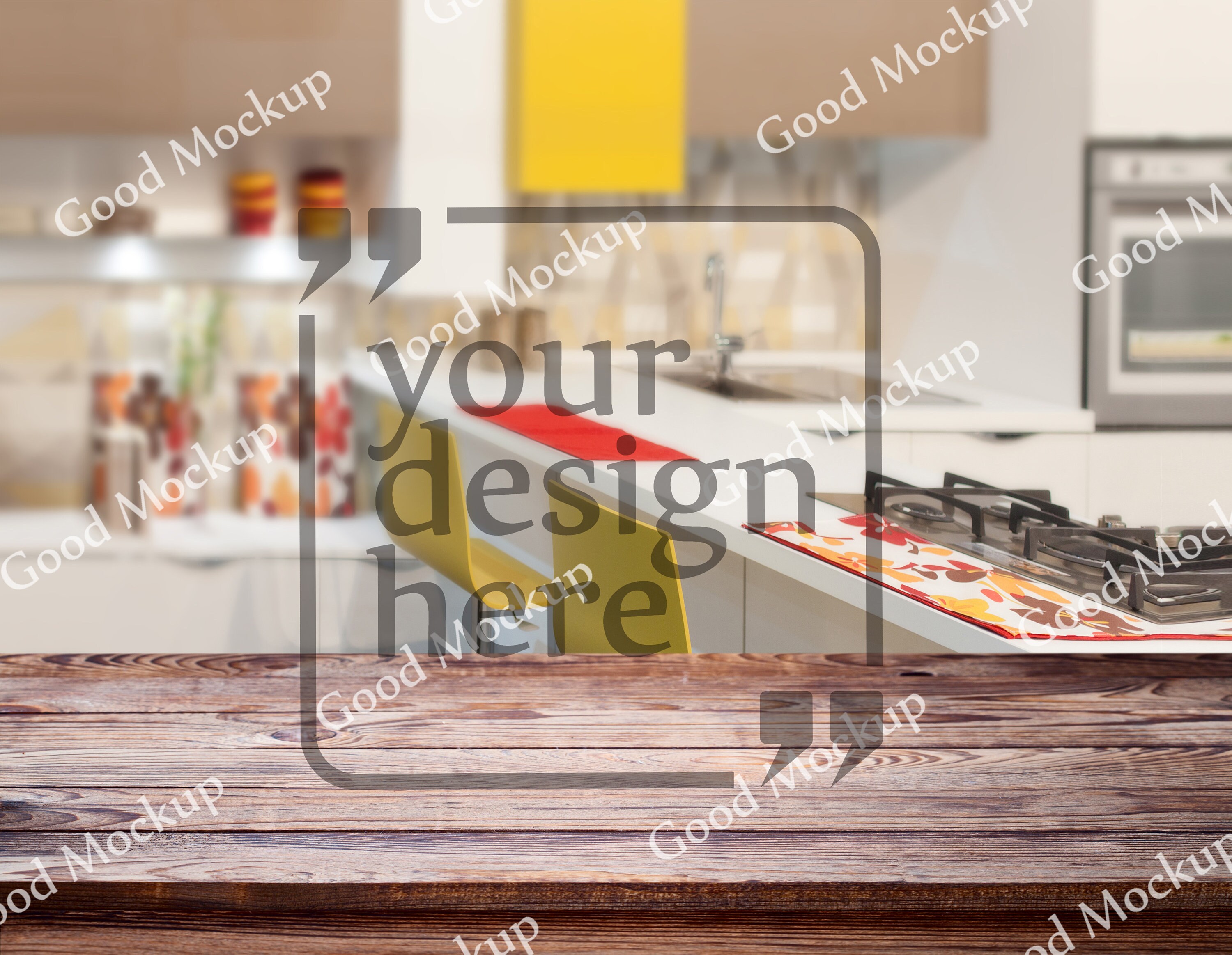 Mockup Wooden Table Kitchen Interior Backdrop Workspace | Etsy