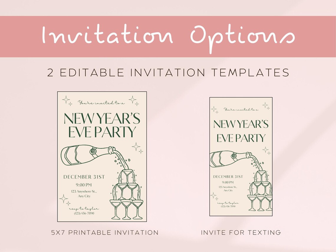 NYE Invite | Editable Party Template | Instant Download - Etsy