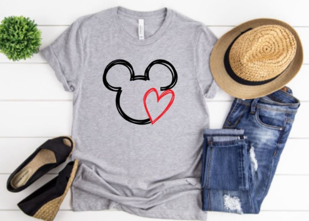 Mickey Head With Heart, Mickey, Minnie, Matching Shirts, Disneyland ...