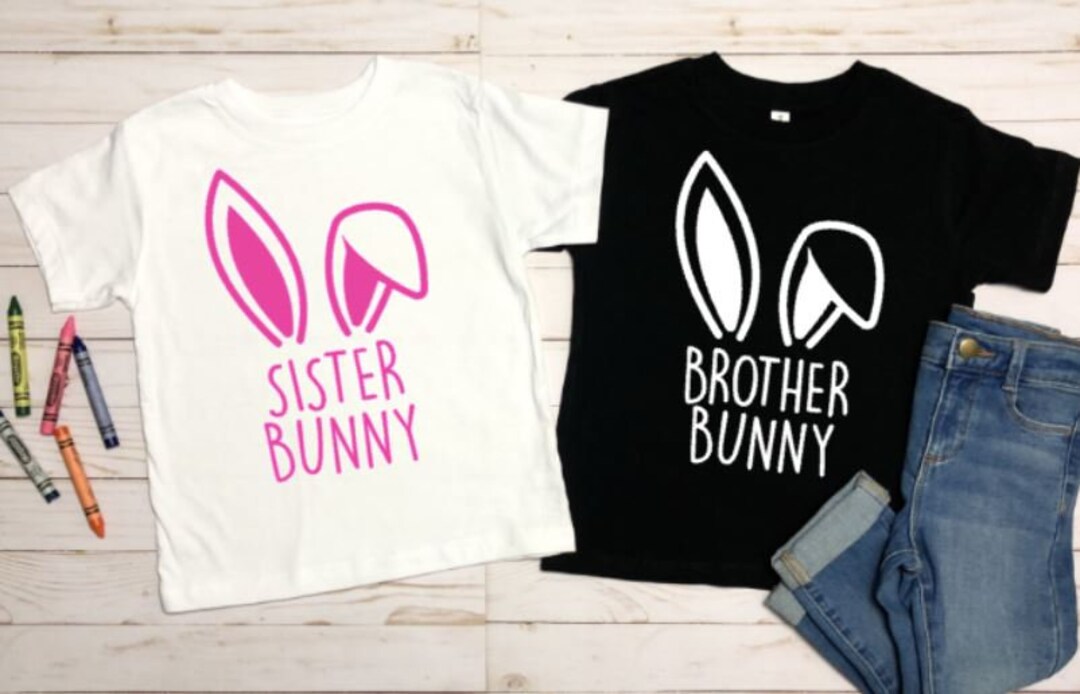 Brother and Sister Bunny Family Tshirts, Bunny, Heat Transfer, Matching ...