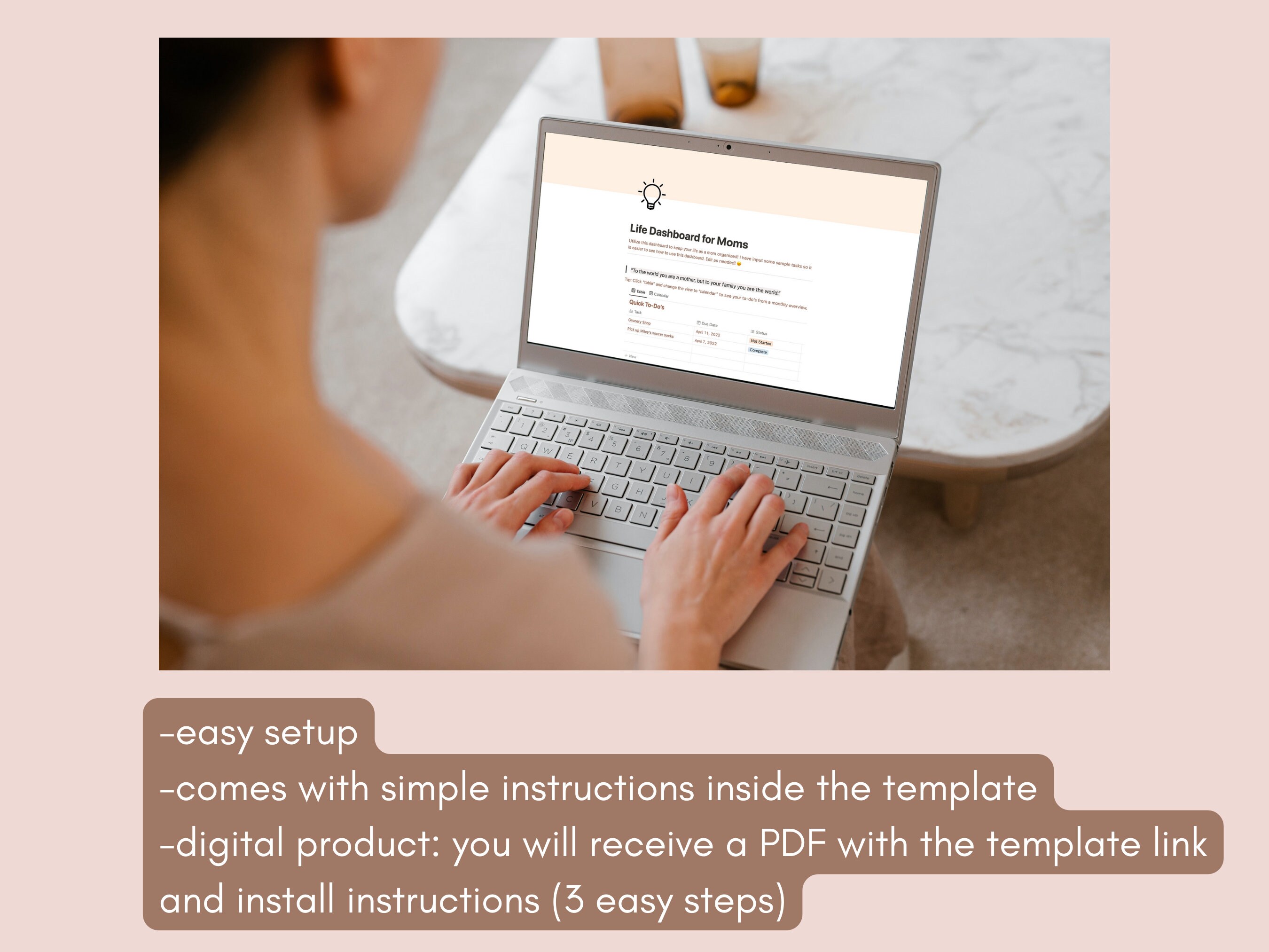 Minimalist Notion Life Dashboard for Moms, Planner for Moms, Digital ...