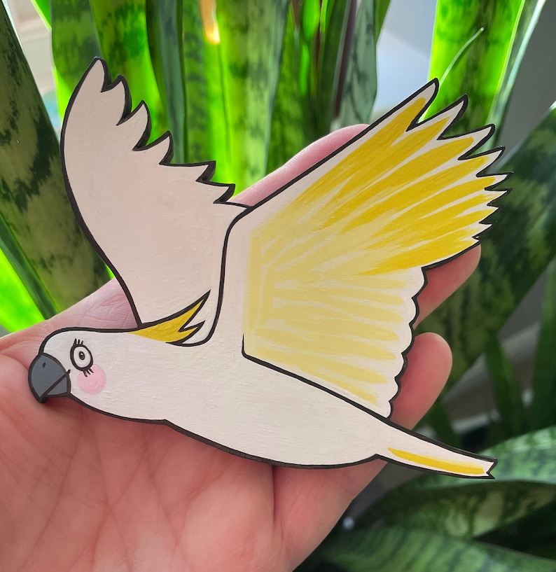 Hand Painted Wooden Flying Cockatoos - Wall Decor - Etsy Australia