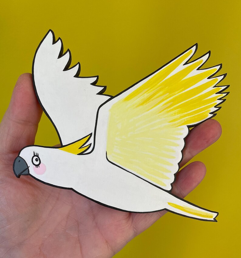Hand Painted Wooden Flying Cockatoos - Wall Decor - Etsy Australia