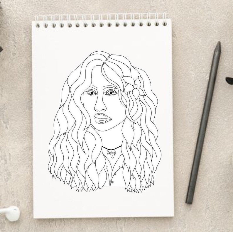 Digital Portrait Colouring Page Instant Download, Printable Drawing ...