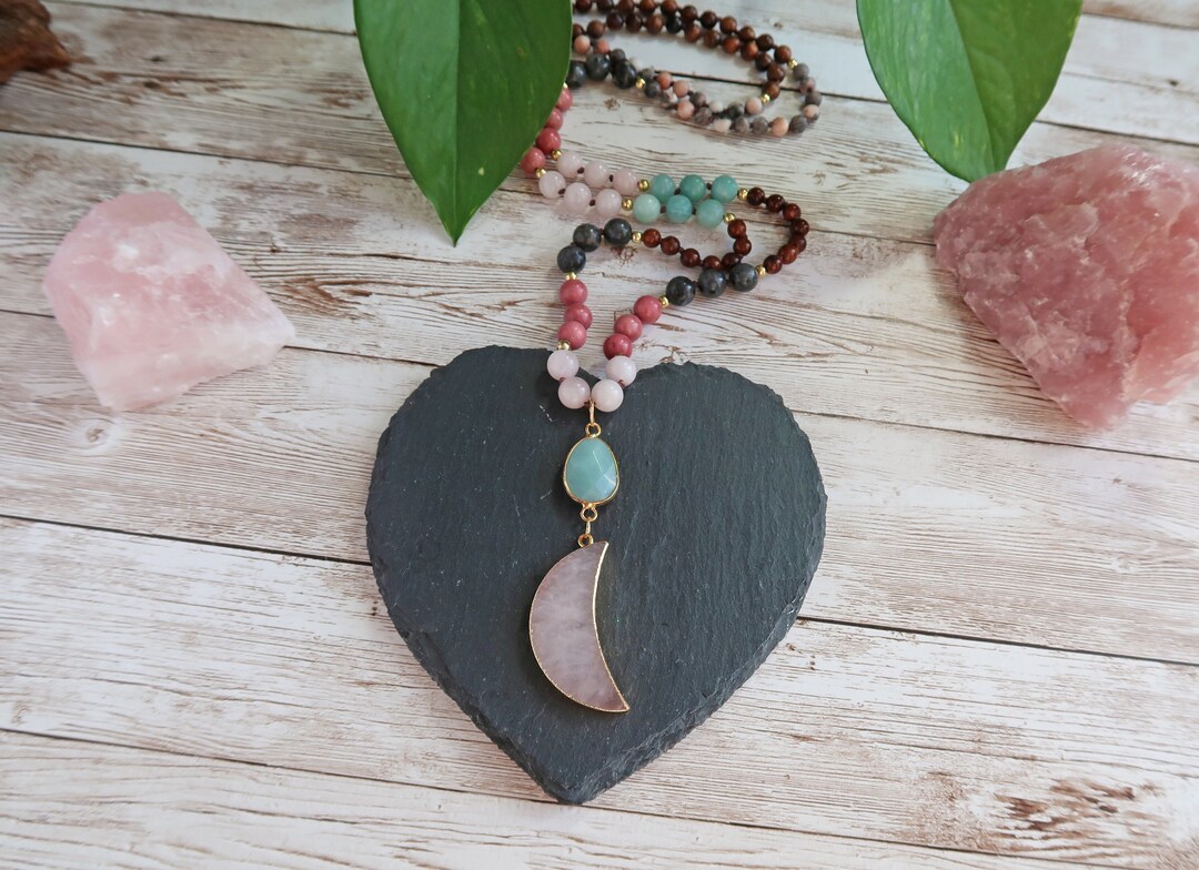 Moon Magic Mala, Reiki Charged 108 Beaded Mala Necklace, Japa Mala ...