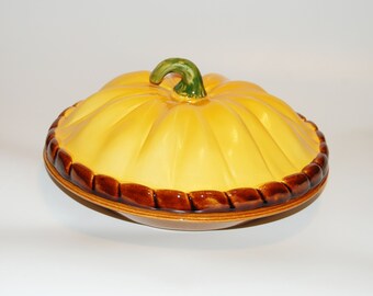 Vintage Over and Back Pumpkin Lidded Pie Plate . Made in Portugal ...