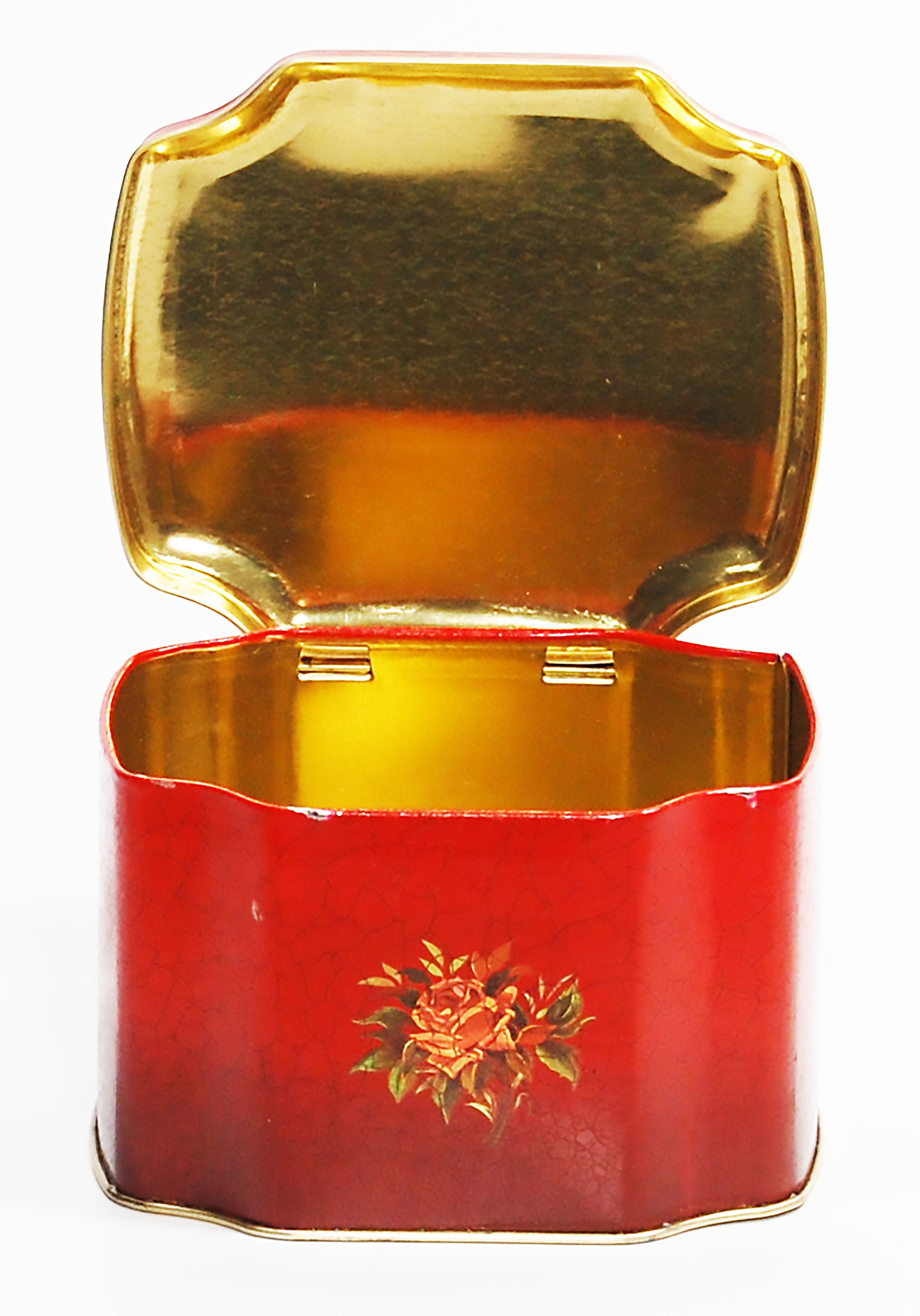 Red Metal Floral Tin Box With Hinged Lid - Etsy