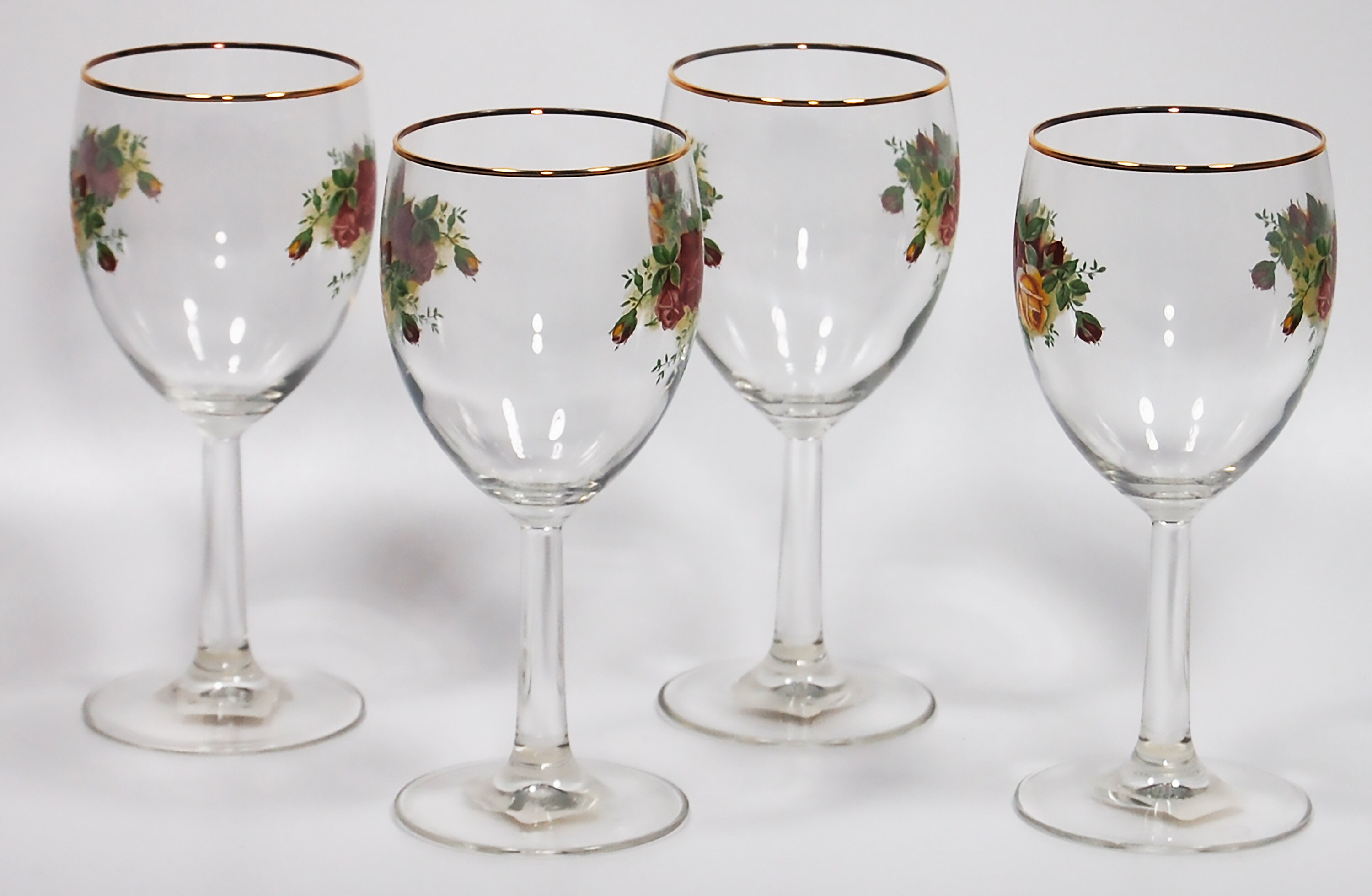 Royal Doulton Gold Rimmed Country Rose Wine Glasses Set of 4 - Etsy