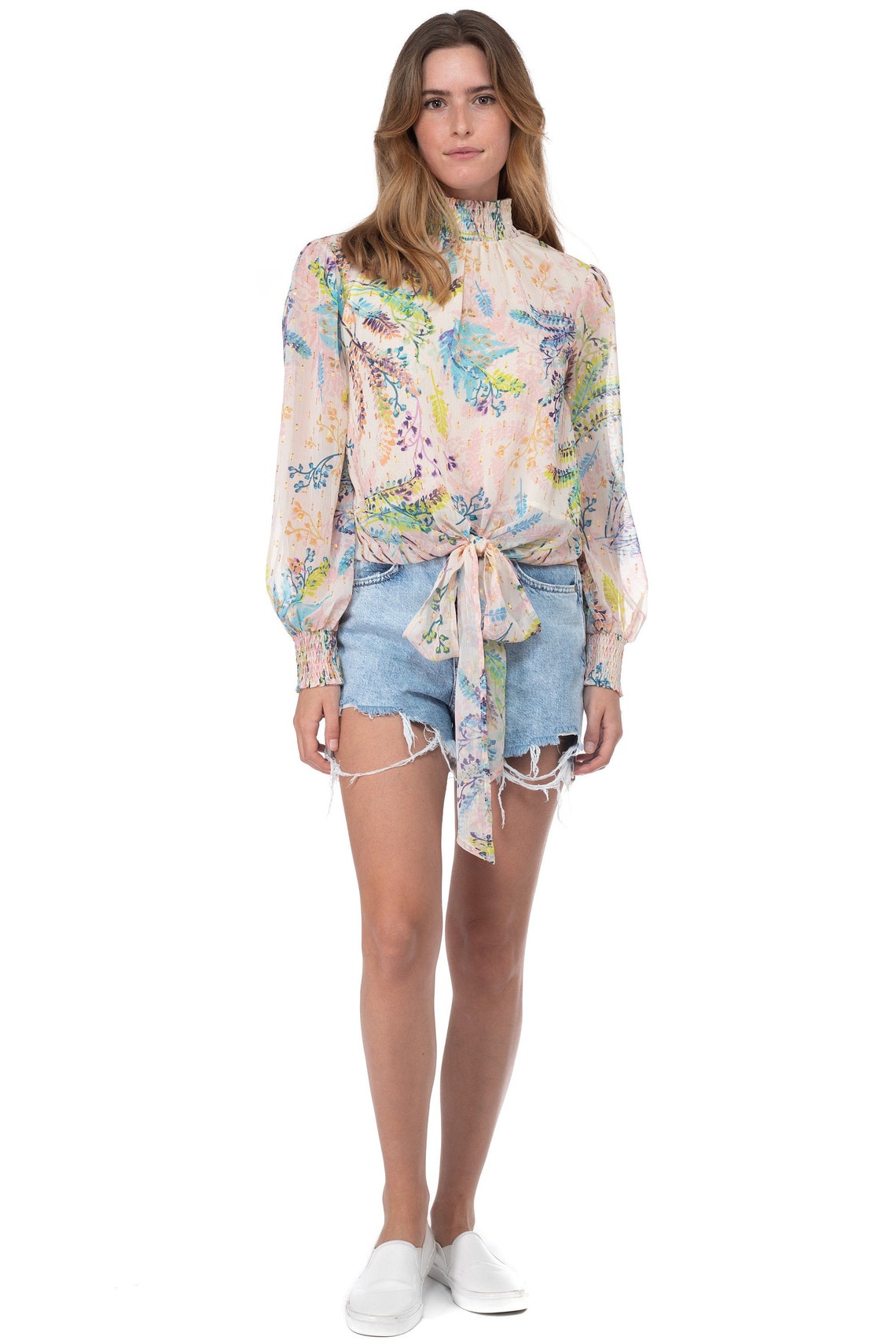 Printed Long Sleeved Turtle Neck Blouse - Etsy