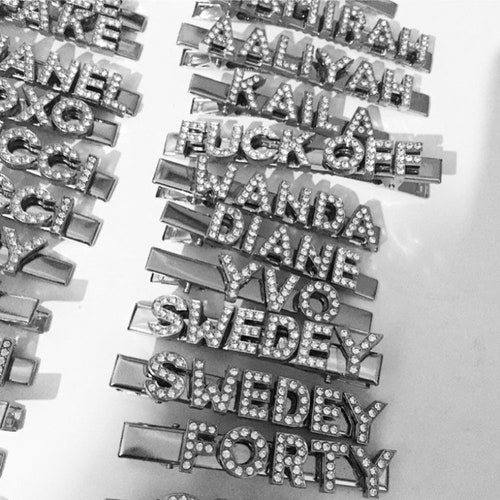 Personalised Custom Word Name Diamante Rhinestone Hair Clip | Etsy UK