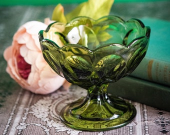 Green Glass Compote - Etsy