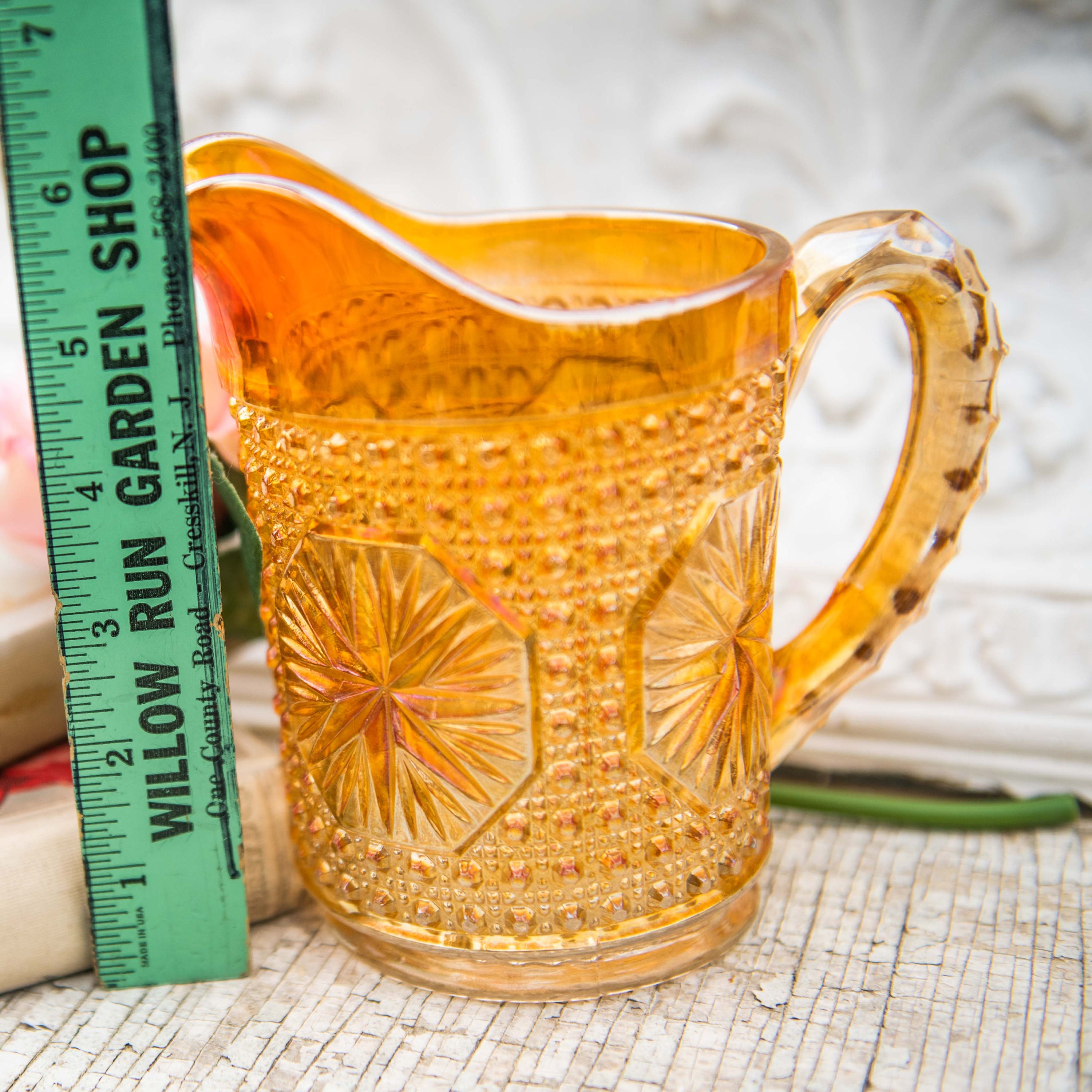 Carnival Glass Small Pitcher in Star Medallion Antique - Etsy