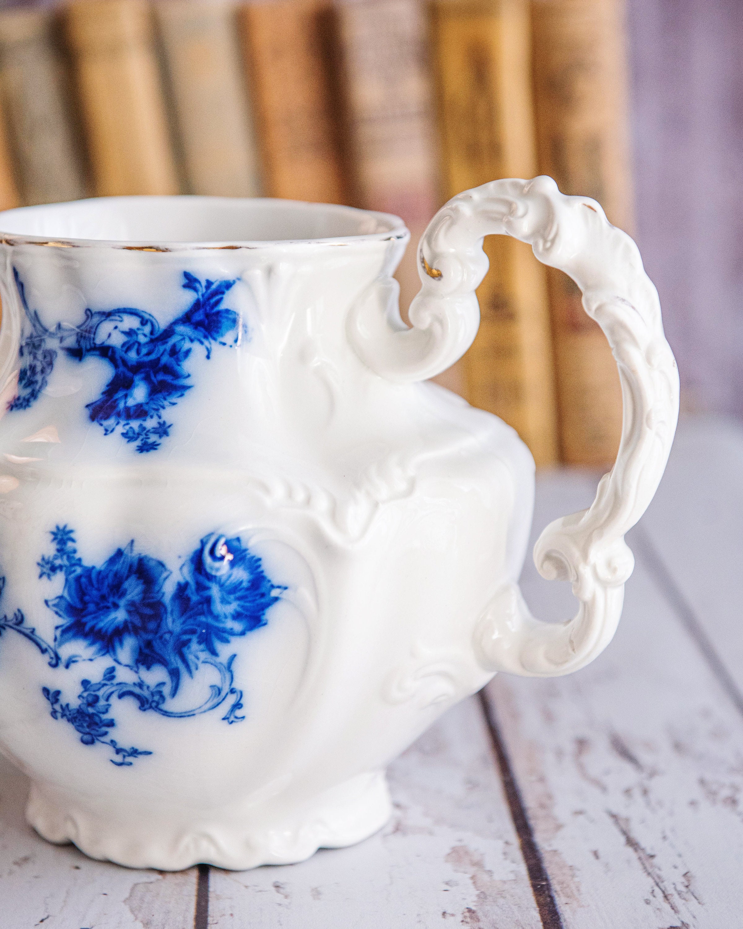 Flow Blue Teapot Large Antique Ironstone Teapot in | Etsy