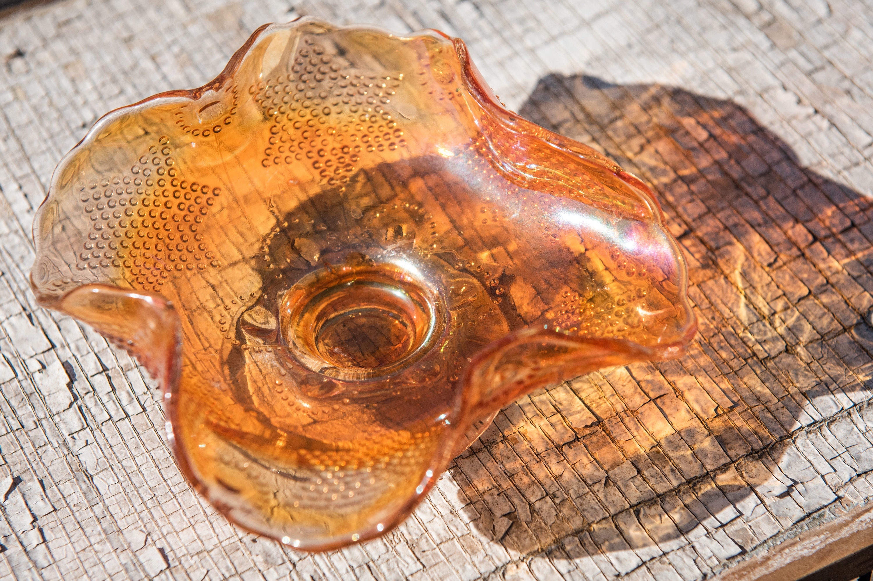 Fenton beaded Moon and Stars Ruffled Bowl Antique | Etsy