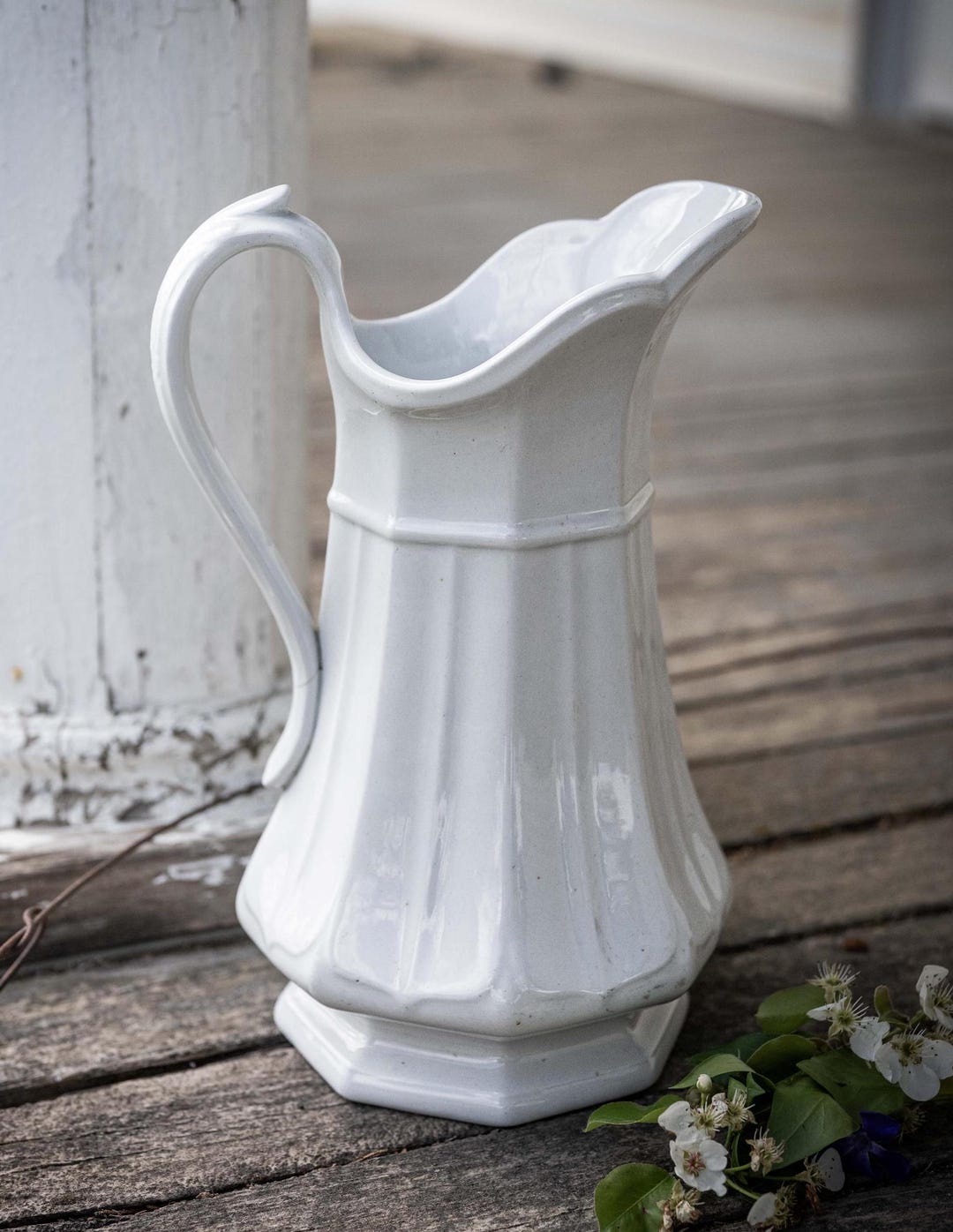 Heavy Antique White Ironstone Ewer, Made by English Potter T & R Boote ...