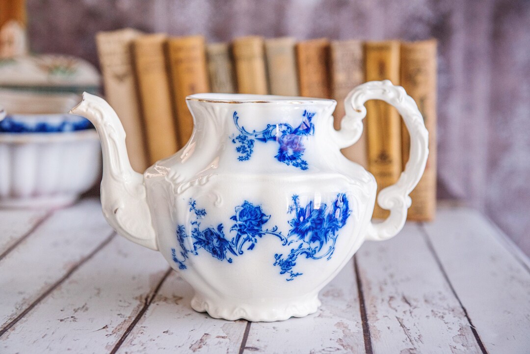 Flow Blue Teapot Large Antique Ironstone Teapot in - Etsy