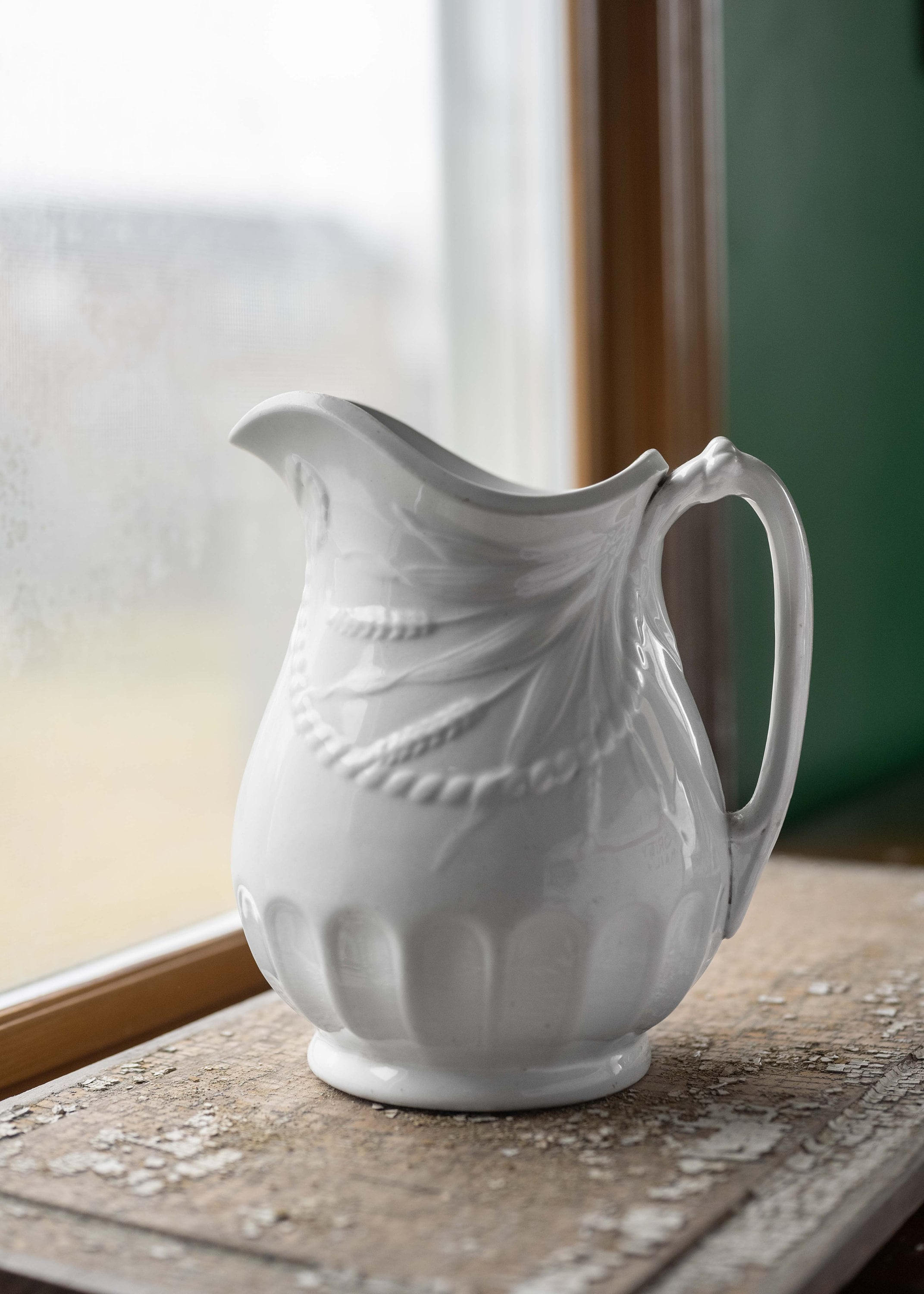 English White Ironstone Pitcher, the Lorne - Roped Wheat Shape ...