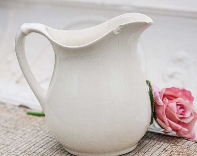 Small White Ironstone Pitcher or Creamer, Possibly a Large Creamer ...