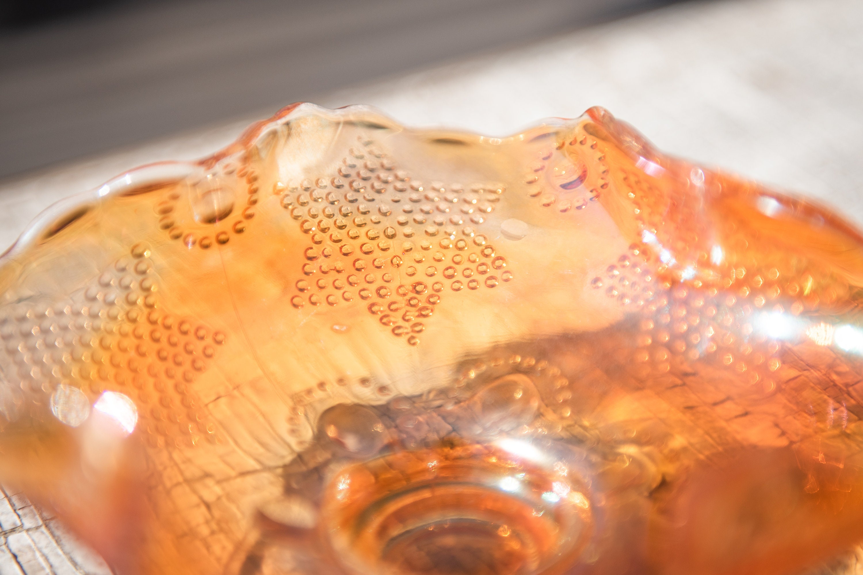 Fenton beaded Moon and Stars Ruffled Bowl Antique | Etsy