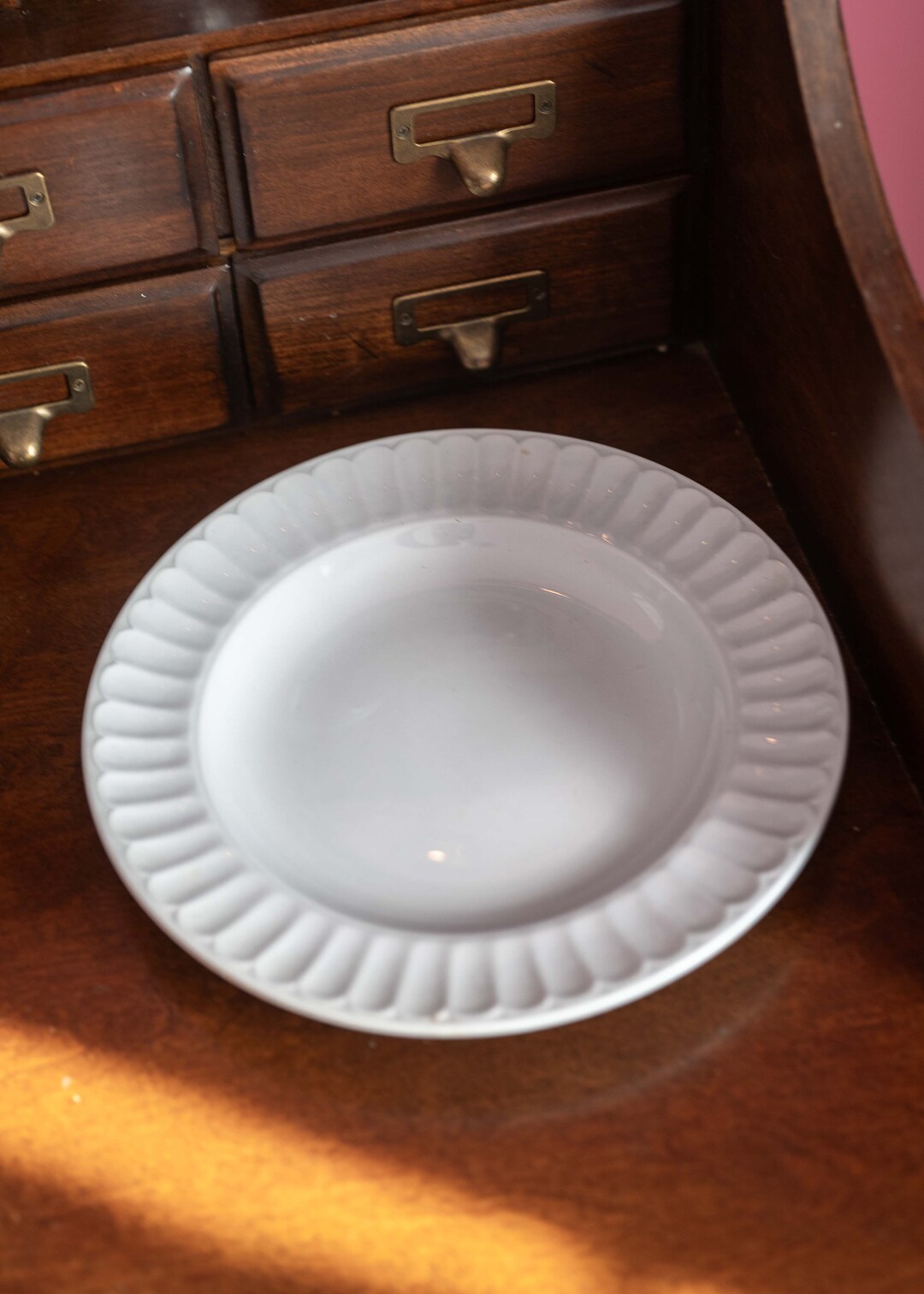 Antique Ironstone Plate, Full Ribbed Shape by English Potter J.W ...