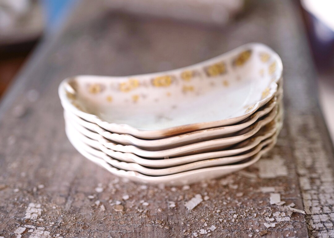 Lovelly Stack of 6 Ironstone Bone Dishes, 6 Antique Crescent / Half ...